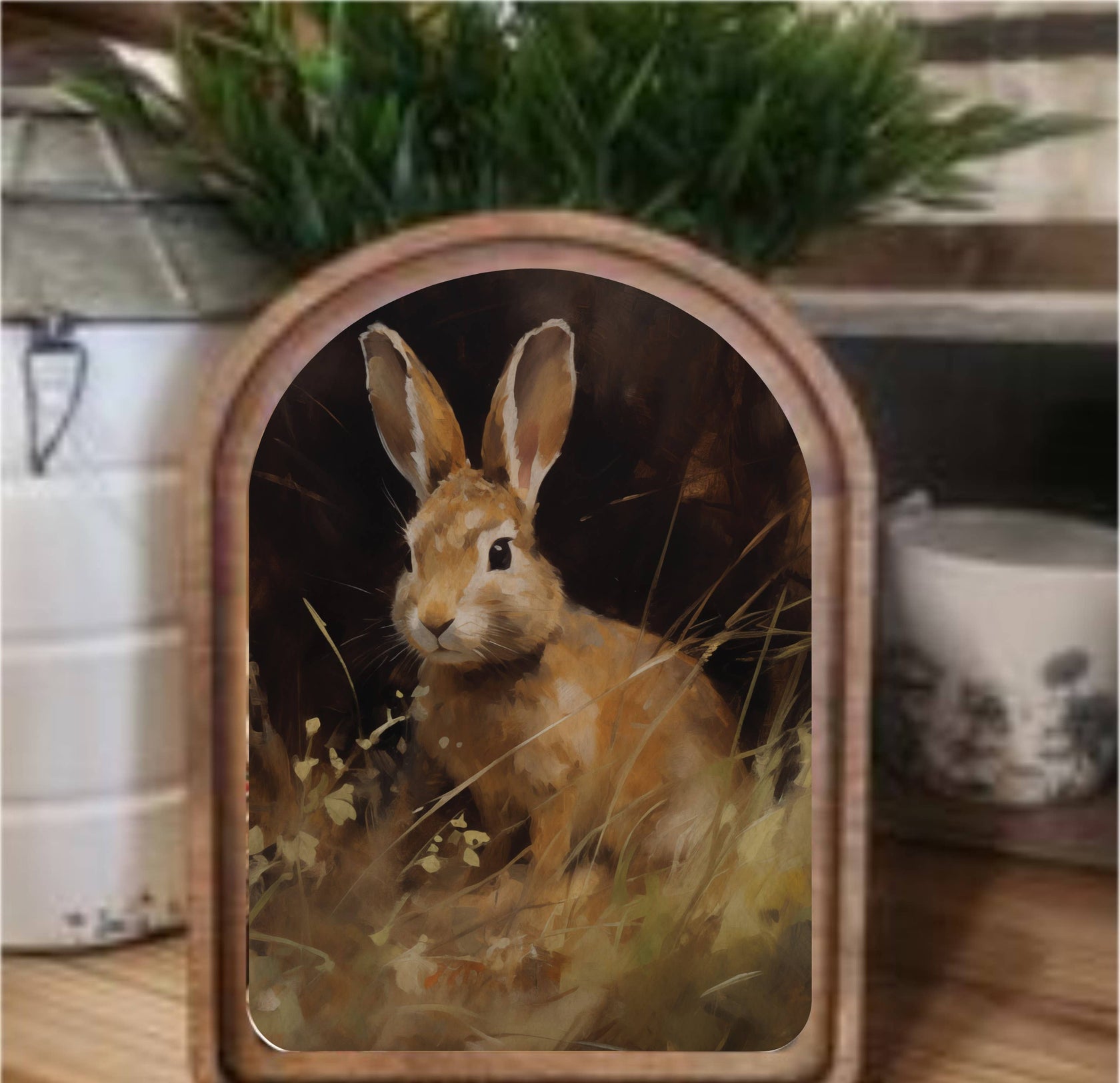 Bunny Framed Art Arch Top – The Feathered Farmhouse